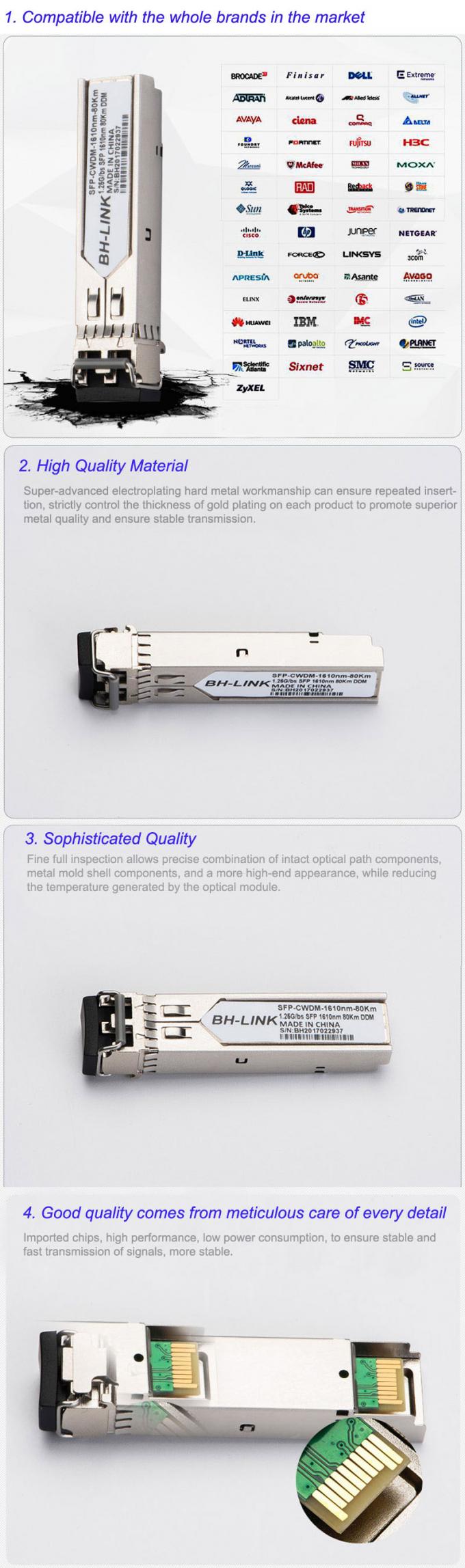 40KM Single Core Fiber Optic Transceiver , 1270/1330SFP+ 10g Optical ...