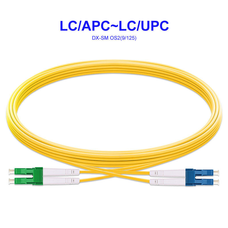 Double Core Duplex Fiber Optical Jumper LC/APC - LC/UPC OS2 Single Mode